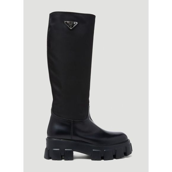 Prada | Shoes | Prada Leather And Renylon Monolith Boots In Black ...